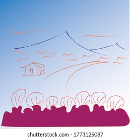 Hand Drawing Landscape Vector Illustration Stock Vector (Royalty Free ...