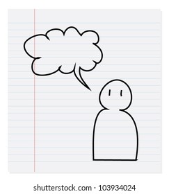 Hand Drawing Man Thinking On Paper Stock Vector (Royalty Free ...