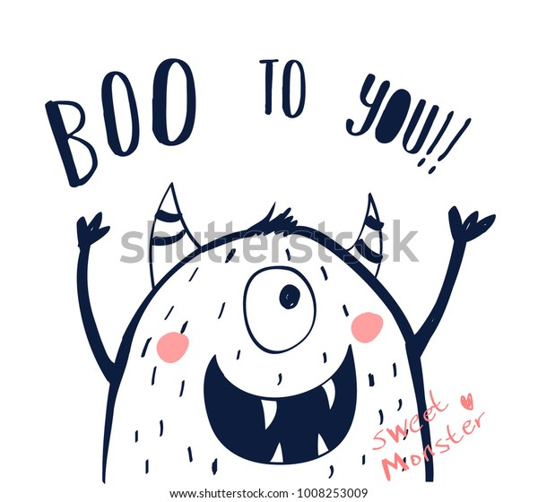 Hand Drawing Monster Illustration Vector Stock Vector (Royalty Free ...