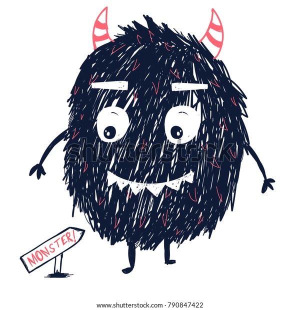 Hand Drawing Monster Illustration Vector Stock Vector (Royalty Free ...