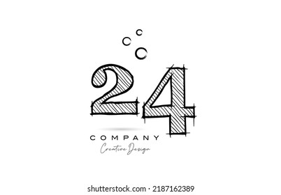 Hand Drawing Number 24 Logo Icon Stock Vector (Royalty Free) 2187162389 ...