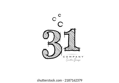 Hand Drawing Number 31 Logo Icon Stock Vector (Royalty Free) 2187162379 ...