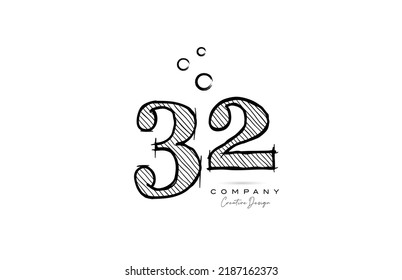 Hand Drawing Number 32 Logo Icon Stock Vector (Royalty Free) 2187162373 ...