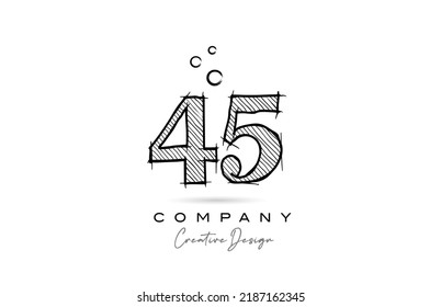Hand Drawing Number 45 Logo Icon Stock Vector (Royalty Free) 2187162345 ...