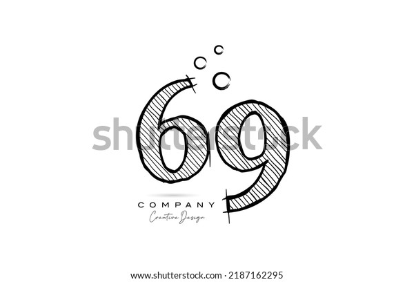 Hand Drawing Number 69 Logo Icon: เวกเตอร์สต็อก (ปลอดค่าลิขสิทธิ์ ...