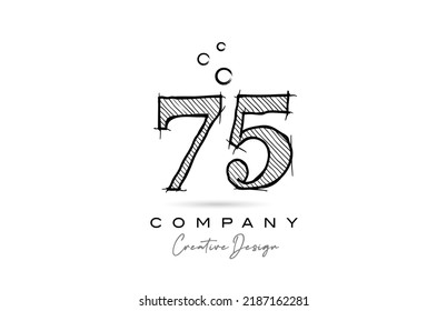 Hand Drawing Number 75 Logo Icon Stock Vector (Royalty Free) 2187162281 ...