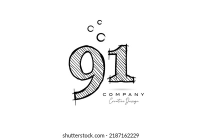 Hand Drawing Number 91 Logo Icon Stock Vector (Royalty Free) 2187162229 ...