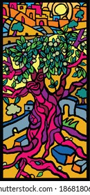 Hand Drawing Picture Tree Old Jerusalem Stock Vector (Royalty Free ...