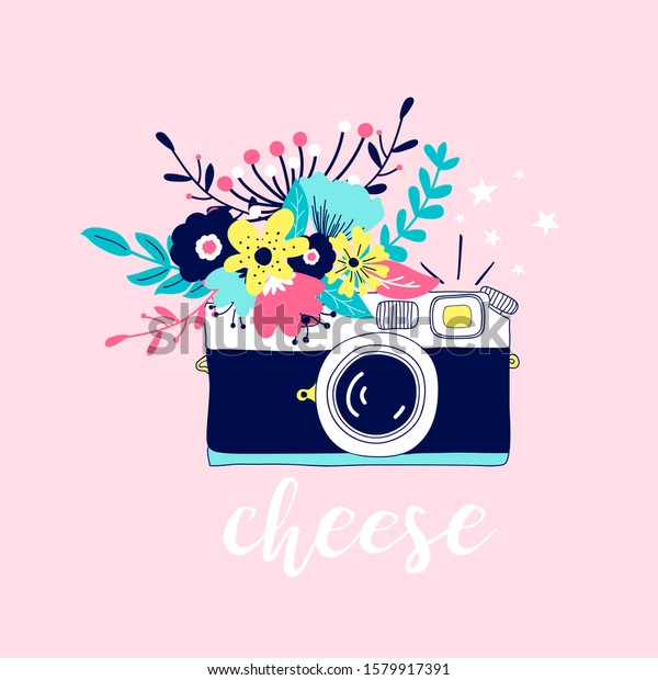 Hand Drawing Print Design Camera Flower Stock Vector (Royalty Free ...