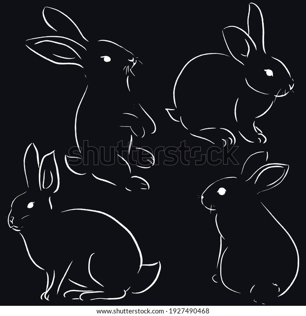 Hand Drawing Rabbit Vector Illustration Stock Vector (Royalty Free ...