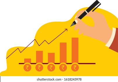 Hand Drawing Rising Arrow That Showing Stock Vector (Royalty Free ...