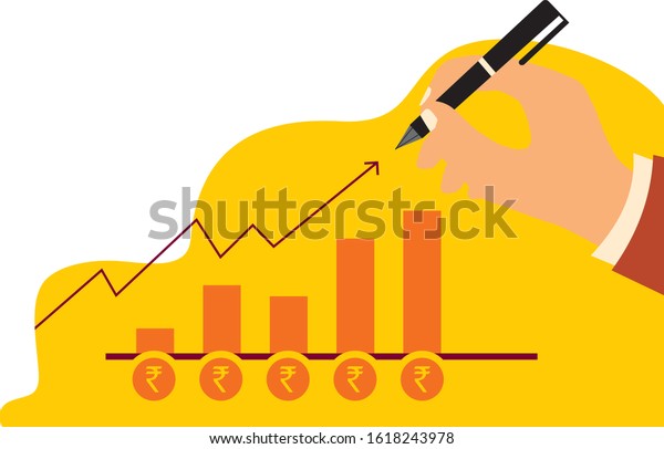 Hand Drawing Rising Arrow That Showing Stock Vector (Royalty Free ...