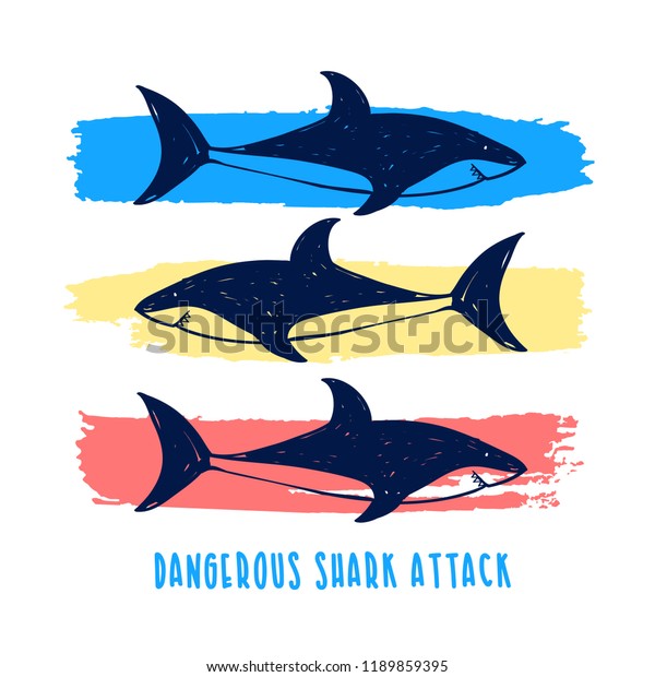 Hand Drawing Shark Vector Illustration Tshirt Stock Vector (Royalty ...