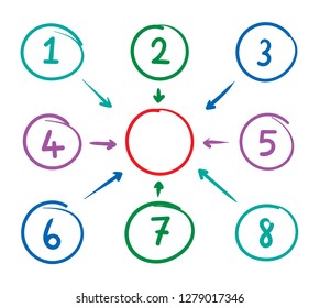 Hand Drawing Six Round Infographic Vector Stock Vector (Royalty Free ...