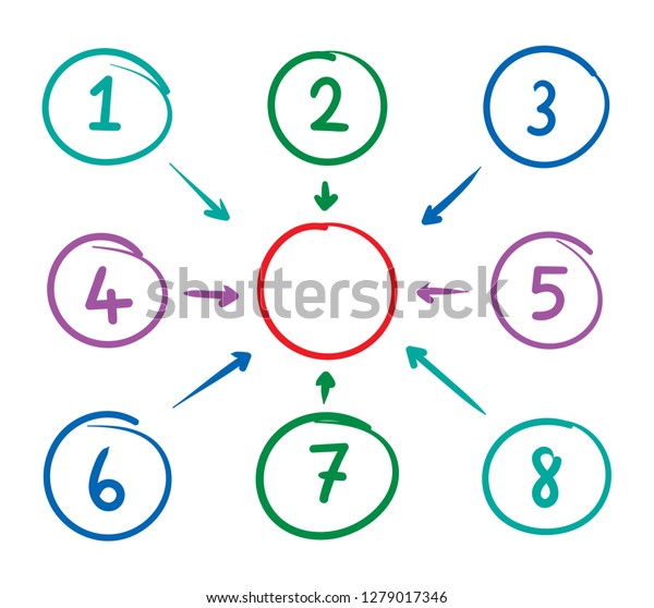 Hand Drawing Six Round Infographic Vector Stock Vector (Royalty Free ...