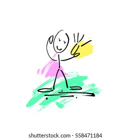 Hand Drawing Sketch Doodle Human Stick Stock Vector (Royalty Free ...