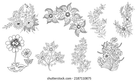 Hand Drawing Sketch Flower Vector Design Stock Vector (Royalty Free ...