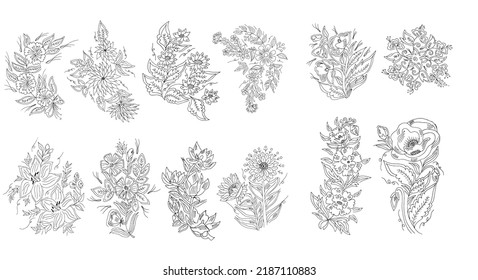 Hand Drawing Sketch Flower Vector Design Stock Vector (Royalty Free ...