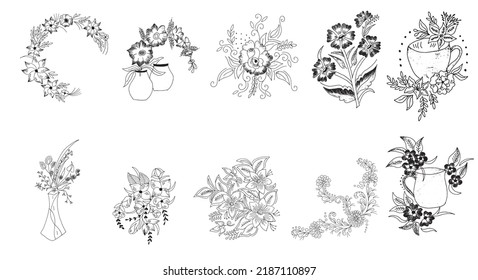 Hand Drawing Sketch Flower Vector Design Stock Vector (Royalty Free ...