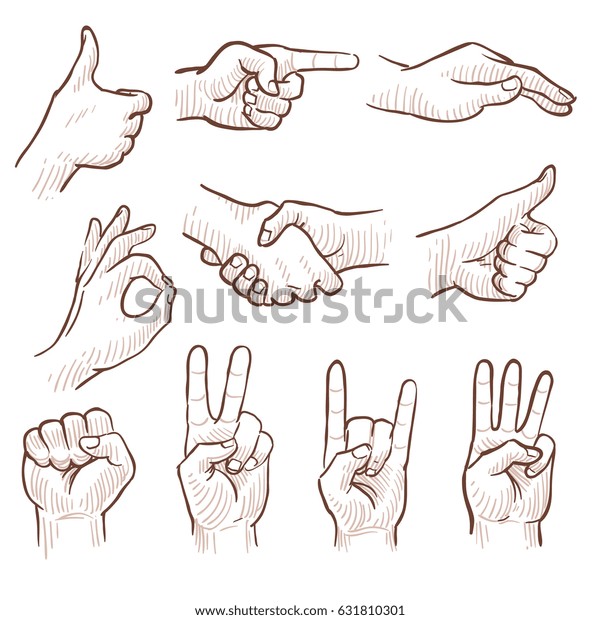 Hand Drawing Sketch Man Hands Showing Stock Vector (Royalty Free ...