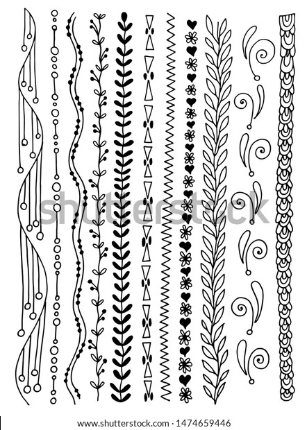 Hand Drawing Sketch Simple Doodle Borders Stock Vector (Royalty Free ...