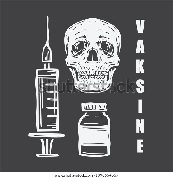 Hand Drawing Skull Injection Vaccine Vector Stock Vector (Royalty Free ...