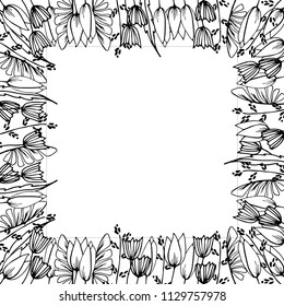 Hand Drawing Square Frame Floral Ornament: стоковая векторная графика ...