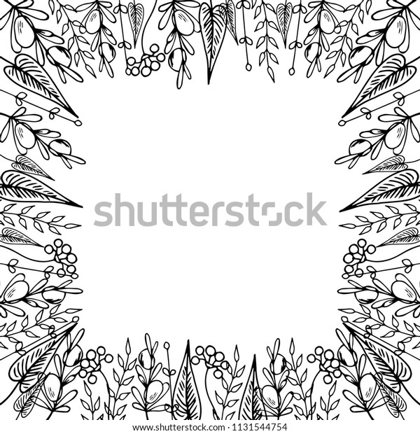 Hand Drawing Square Frame Floral Ornament: стоковая векторная графика ...