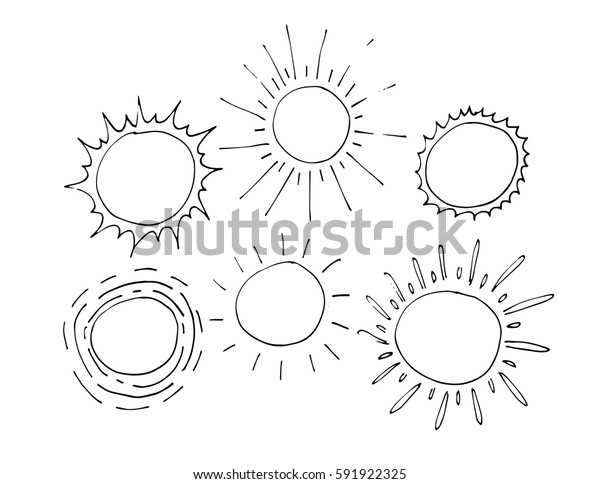 hand drawing sun in cartoon style