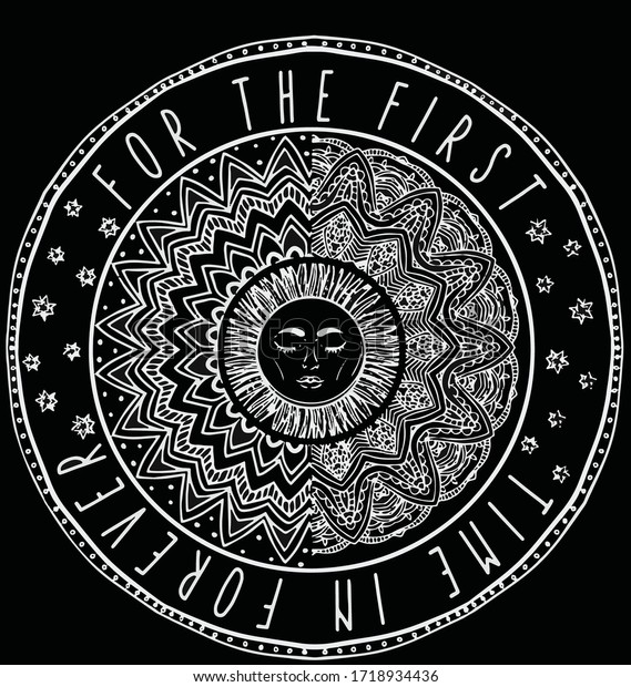Hand Drawing Sun Design On Black Stock Vector (Royalty Free) 1718934436 ...