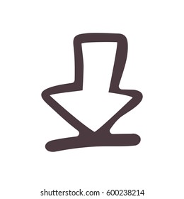 Hand Drawing Symbol Arrow Down Icon Stock Vector (Royalty Free ...