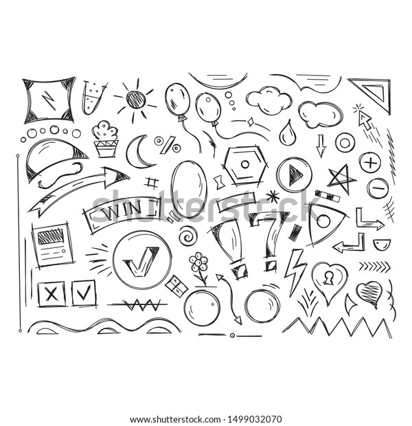 Hand Drawing Symbols Shapes Set Group: เวกเตอร์สต็อก (ปลอดค่าลิขสิทธิ์ ...