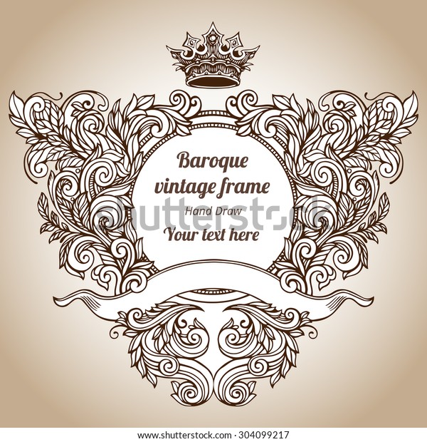 Hand Drawing Vintage Baroque Frame Stock Vector (Royalty Free ...