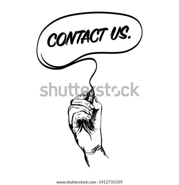 Hand Drawing Word Contact Us By Stock Vector (Royalty Free) 1412735339 ...