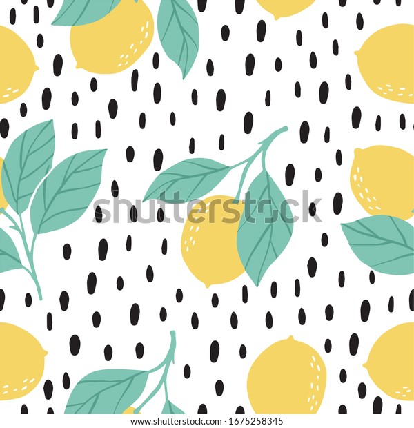 Hand Drawl Summer Print Lemon Vector Stock Vector (Royalty Free ...