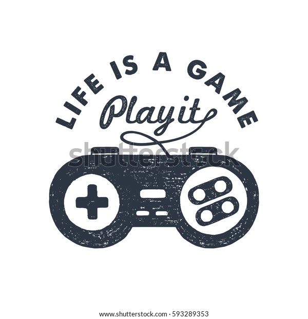 Hand Drawn 90s Themed Badge Gamepad Stock Vector (Royalty Free) 593289353