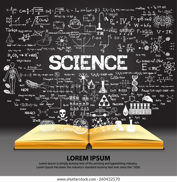 Hand Drawn About Science On Opened Stock Vector (Royalty Free) 260432570