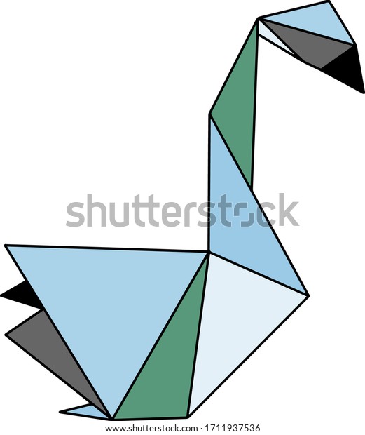 Hand Drawn Abstract Origami Swan Logo Stock Vector (Royalty Free ...