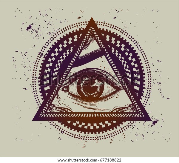 Hand Drawn All Seeing Eye On Stock Vector (Royalty Free) 677188822 ...