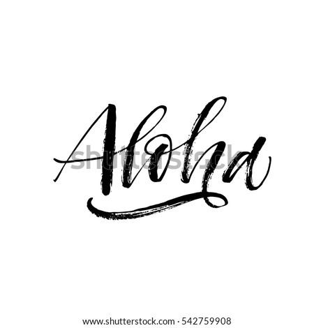 Vetor stock de Hand Drawn Aloha Lettering Hello Hawaiian (livre de ...