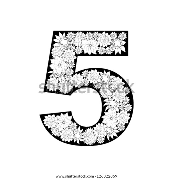 Hand Drawn Alphabet Design Digit 5 Stock Vector (Royalty Free ...