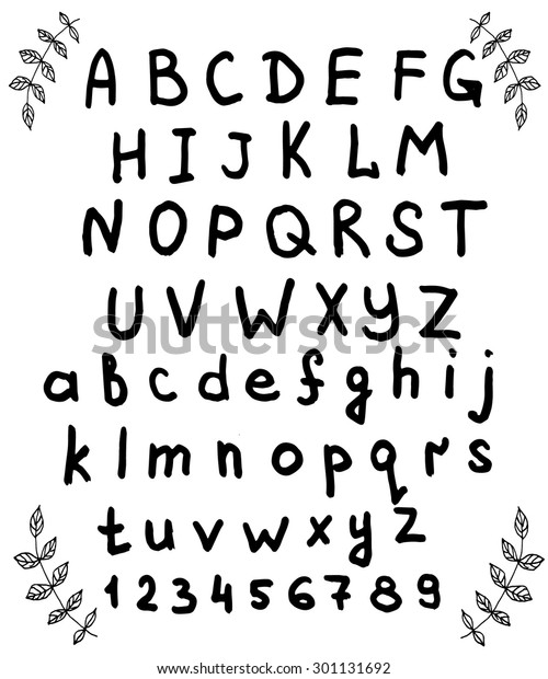 Hand Drawn Alphabet Letters Figuresmarker Handwritten Stock Vector ...