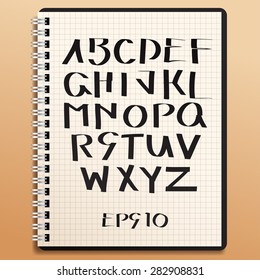 Hand Drawn Alphabet On Notebook Page Stock Vector (Royalty Free ...