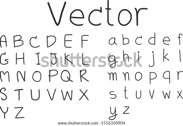 Hand Drawn Alphabet Vector Set On Stock Vector (Royalty Free ...