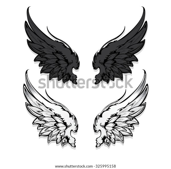 Hand Drawn Angel Wings Stock Vector (Royalty Free) 325995158 | Shutterstock