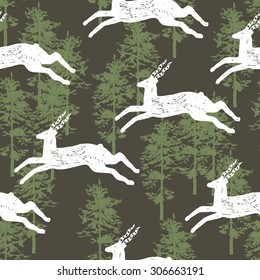 Hand Drawn Antelope Seamless Pattern Stock Vector (Royalty Free ...