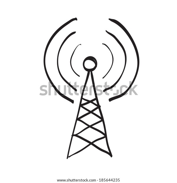 Hand Drawn Antenna On White Background Stock Vector (Royalty Free ...