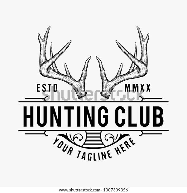 Hand Drawn Antler Hunting Logo Illustration Stock Vector (Royalty Free ...