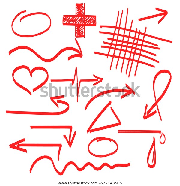 Hand Drawn Arrow Medical Theme Red 스톡 벡터(로열티 프리) 622143605