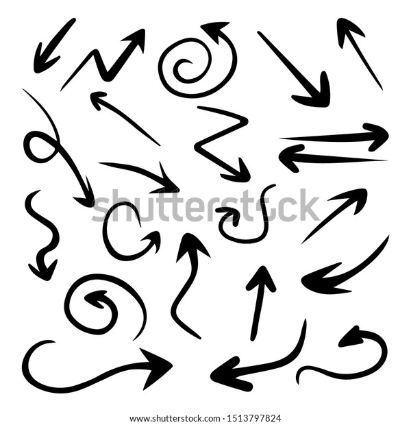 Hand Drawn Arrow Set Direction Pencil Stock Vector (Royalty Free ...